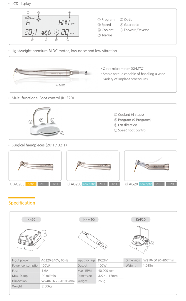 Ki-20 Implant Engine & Handpiece – Biometric